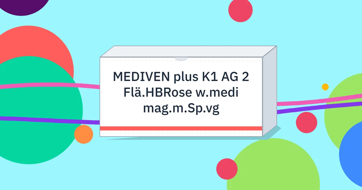 Symbolbild: Packung mit der Aufschrift MEDIVEN plus K1 AG 2 Flä.HBRose w.medi mag.m.Sp.vg (PZN 15913901) – Verfügbarkeit und Bezug in Apotheken in Frankfurt am Main