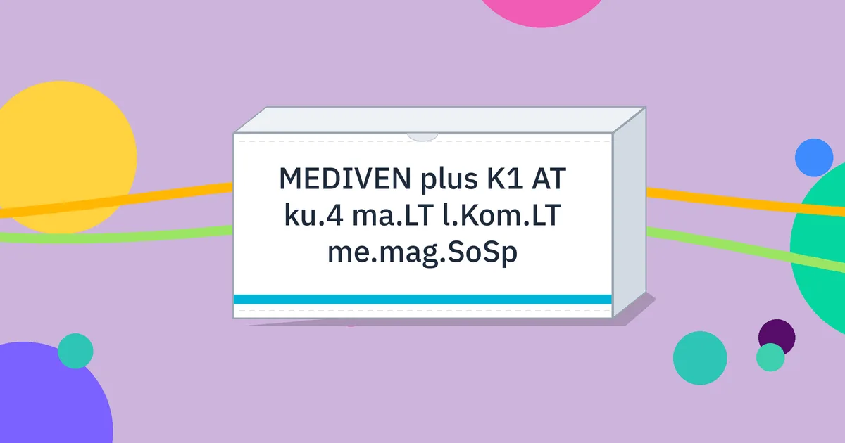 Symbolbild: Packung mit der Aufschrift MEDIVEN plus K1 AT ku.4 ma.LT l.Kom.LT me.mag.SoSp (PZN 15072258) – Verfügbarkeit und Bezug in Apotheken in Frankfurt am Main