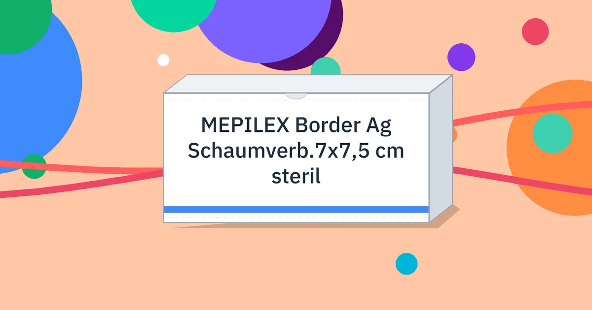 Symbolbild: Packung mit der Aufschrift MEPILEX Border Ag Schaumverb.7x7,5 cm steril (PZN 19958906) – Verfügbarkeit und Bezug in Apotheken in Frankfurt am Main