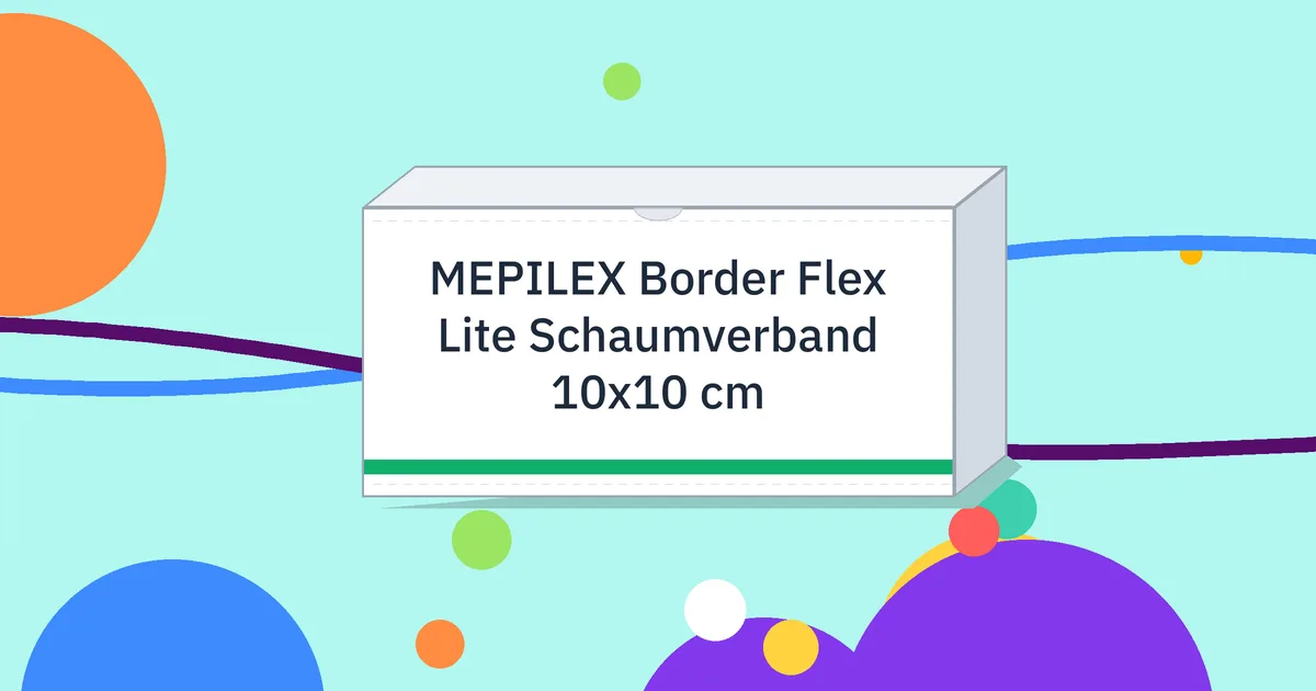 Symbolbild: Packung mit der Aufschrift MEPILEX Border Flex Lite Schaumverband 10x10 cm (PZN 17618419) – Verfügbarkeit und Bezug in Apotheken in Frankfurt am Main