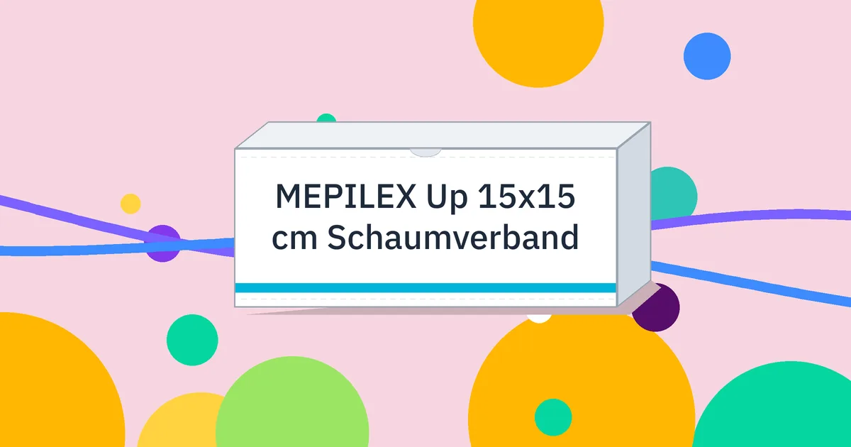 Symbolbild: Packung mit der Aufschrift MEPILEX Up 15x15 cm Schaumverband (PZN 20272054) – Verfügbarkeit und Bezug in Apotheken in Frankfurt am Main