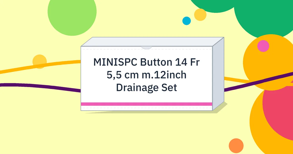 Symbolbild: Packung mit der Aufschrift MINISPC Button 14 Fr 5,5 cm m.12inch Drainage Set (PZN 20820716) – Verfügbarkeit und Bezug in Apotheken in Frankfurt am Main
