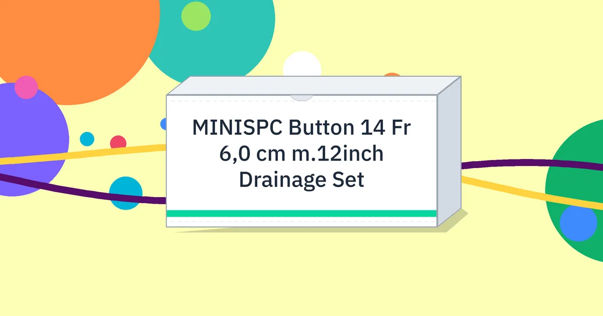 Symbolbild: Packung mit der Aufschrift MINISPC Button 14 Fr 6,0 cm m.12inch Drainage Set (PZN 20820722) – Verfügbarkeit und Bezug in Apotheken in Frankfurt am Main
