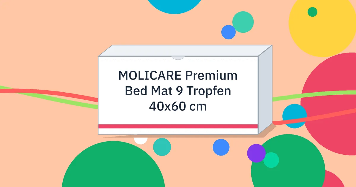 Symbolbild: Packung mit der Aufschrift MOLICARE Premium Bed Mat 9 Tropfen 40x60 cm (PZN 16136871) – Verfügbarkeit und Bezug in Apotheken in Frankfurt am Main