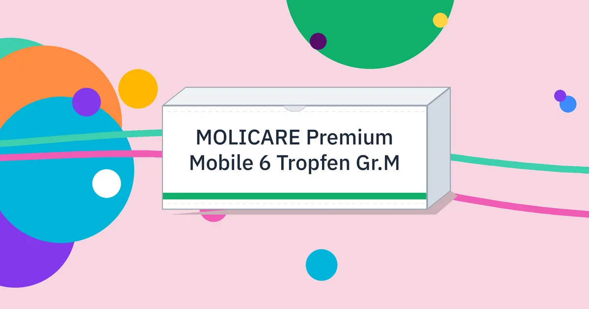 Symbolbild: Packung mit der Aufschrift MOLICARE Premium Mobile 6 Tropfen Gr.M (PZN 18243401) – Verfügbarkeit und Bezug in Apotheken in Frankfurt am Main
