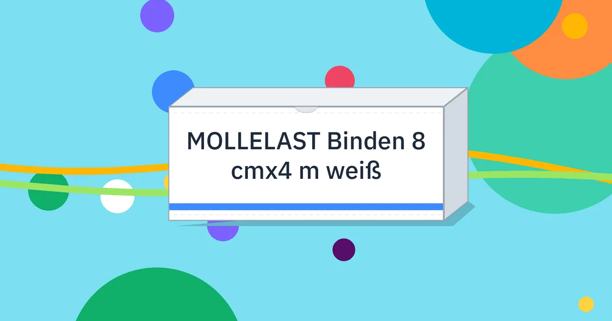 Symbolbild: Packung mit der Aufschrift MOLLELAST Binden 8 cmx4 m weiß (PZN 16201048) – Verfügbarkeit und Bezug in Apotheken in Frankfurt am Main