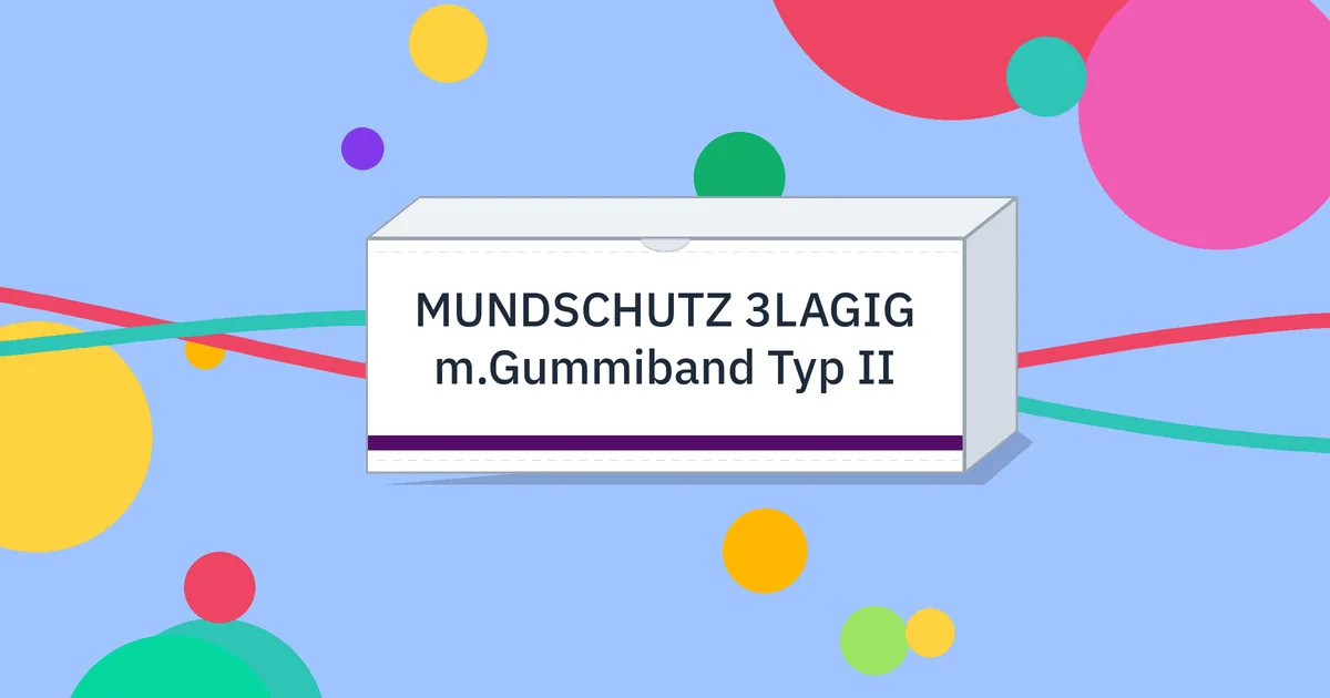 Symbolbild: Packung mit der Aufschrift MUNDSCHUTZ 3LAGIG m.Gummiband Typ II (PZN 16829551) – Verfügbarkeit und Bezug in Apotheken in Frankfurt am Main