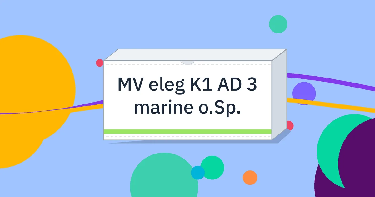 Symbolbild: Packung mit der Aufschrift MV eleg K1 AD 3 marine o.Sp. (PZN 14583488) – Verfügbarkeit und Bezug in Apotheken in Frankfurt am Main