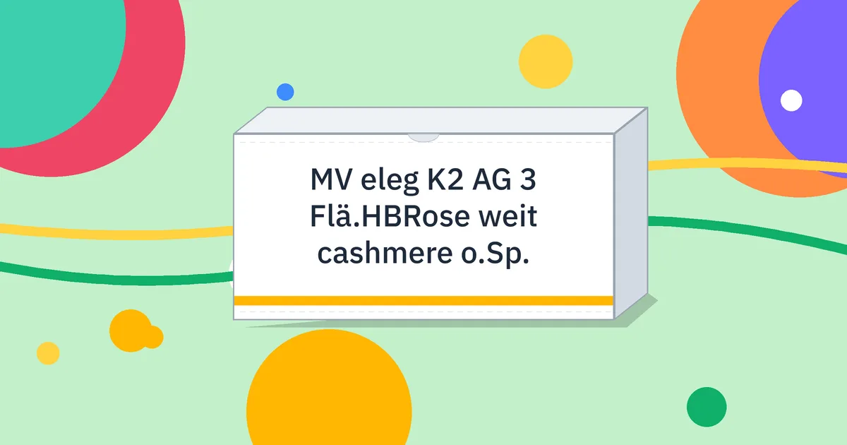 Symbolbild: Packung mit der Aufschrift MV eleg K2 AG 3 Flä.HBRose weit cashmere o.Sp. (PZN 15719636) – Verfügbarkeit und Bezug in Apotheken in Frankfurt am Main