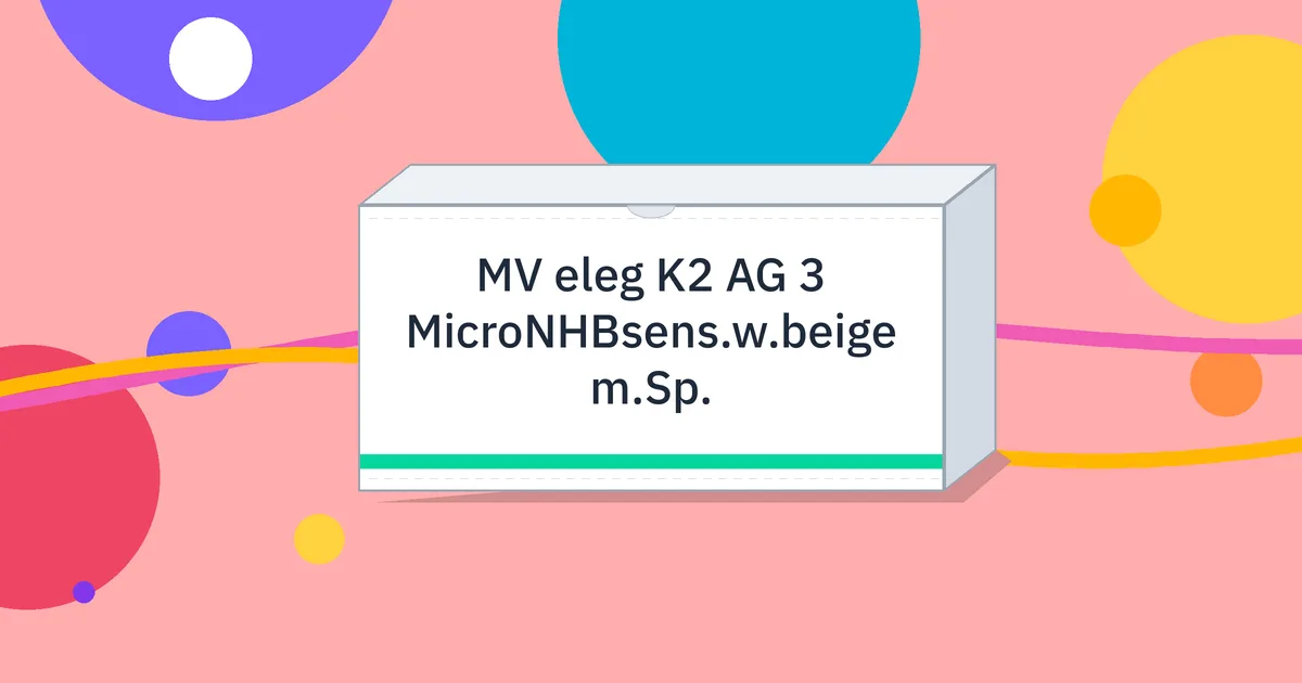 Symbolbild: Packung mit der Aufschrift MV eleg K2 AG 3 MicroNHBsens.w.beige m.Sp. (PZN 15725737) – Verfügbarkeit und Bezug in Apotheken in Frankfurt am Main