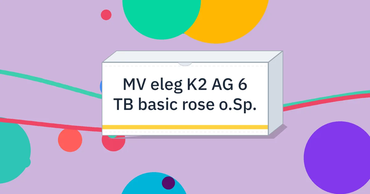 Symbolbild: Packung mit der Aufschrift MV eleg K2 AG 6 TB basic rose o.Sp. (PZN 14700741) – Verfügbarkeit und Bezug in Apotheken in Frankfurt am Main