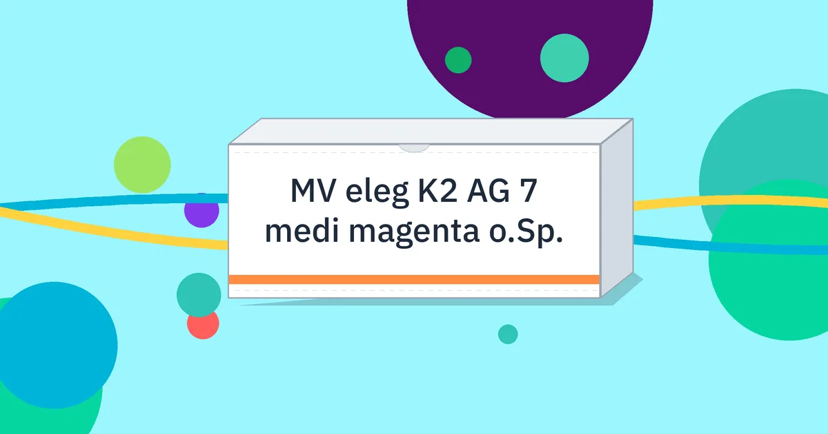 Symbolbild: Packung mit der Aufschrift MV eleg K2 AG 7 medi magenta o.Sp. (PZN 15283067) – Verfügbarkeit und Bezug in Apotheken in Frankfurt am Main