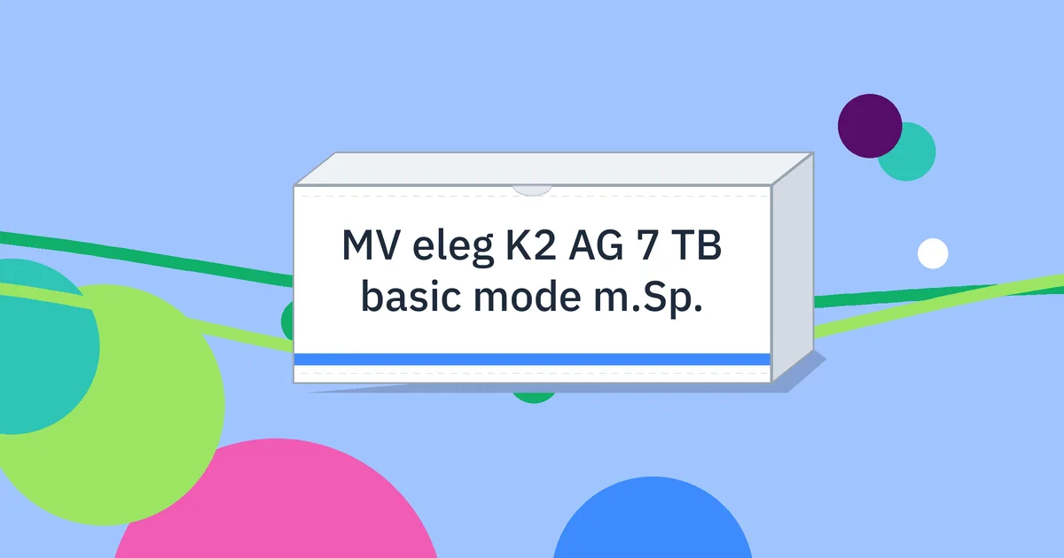 Symbolbild: Packung mit der Aufschrift MV eleg K2 AG 7 TB basic mode m.Sp. (PZN 09876024) – Verfügbarkeit und Bezug in Apotheken in Frankfurt am Main