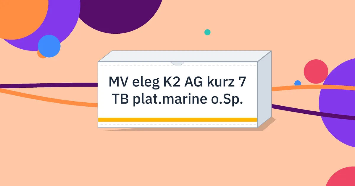 Symbolbild: Packung mit der Aufschrift MV eleg K2 AG kurz 7 TB plat.marine o.Sp. (PZN 14604859) – Verfügbarkeit und Bezug in Apotheken in Frankfurt am Main