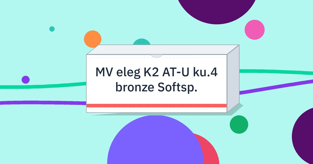 Symbolbild: Packung mit der Aufschrift MV eleg K2 AT-U ku.4 bronze Softsp. (PZN 15289236) – Verfügbarkeit und Bezug in Apotheken in Frankfurt am Main