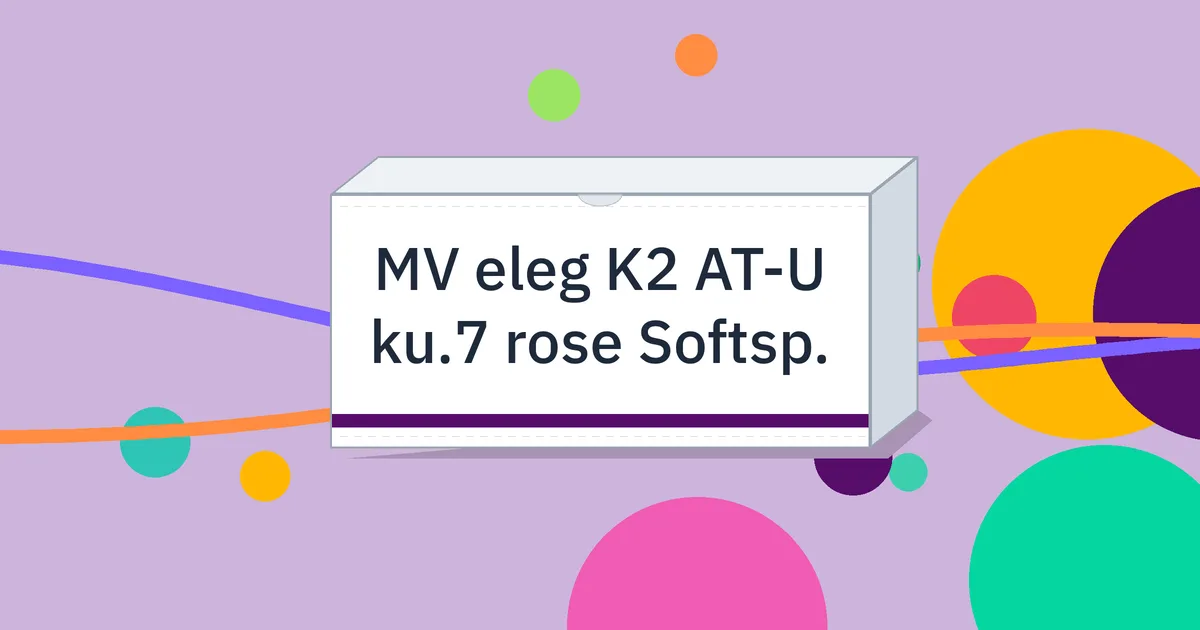 Symbolbild: Packung mit der Aufschrift MV eleg K2 AT-U ku.7 rose Softsp. (PZN 15292439) – Verfügbarkeit und Bezug in Apotheken in Frankfurt am Main