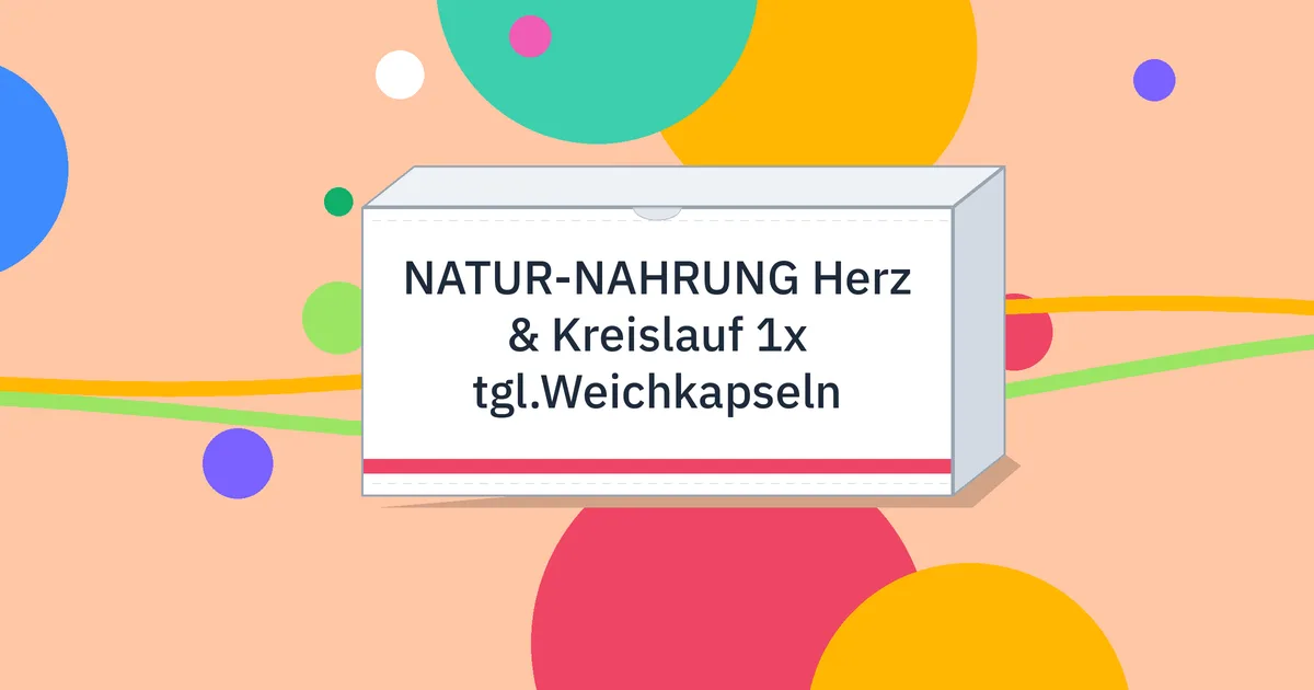 Symbolbild: Packung mit der Aufschrift NATUR-NAHRUNG Herz & Kreislauf 1x tgl.Weichkapseln (PZN 18295616) – Verfügbarkeit und Bezug in Apotheken in Frankfurt am Main