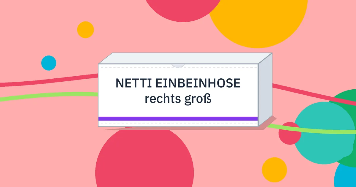 Symbolbild: Packung mit der Aufschrift NETTI EINBEINHOSE rechts groß (PZN 04888471) – Verfügbarkeit und Bezug in Apotheken in Frankfurt am Main