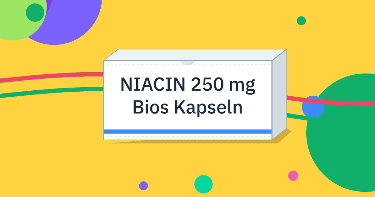 Symbolbild: Packung mit der Aufschrift NIACIN 250 mg Bios Kapseln (PZN 13578574) – Verfügbarkeit und Bezug in Apotheken in Frankfurt am Main