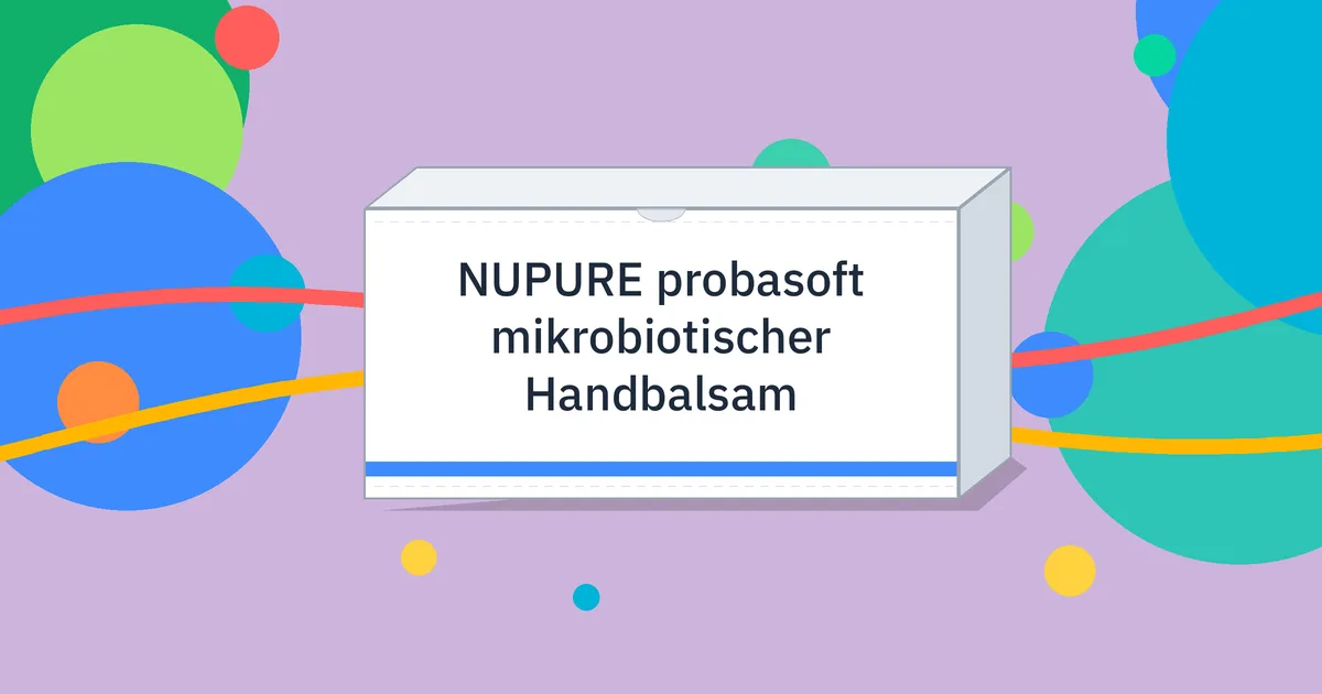 Symbolbild: Packung mit der Aufschrift NUPURE probasoft mikrobiotischer Handbalsam (PZN 18777568) – Verfügbarkeit und Bezug in Apotheken in Frankfurt am Main
