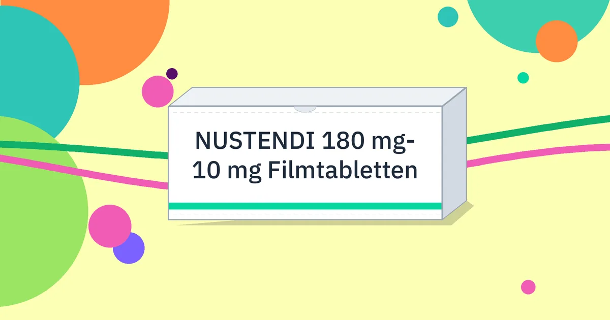 Symbolbild: Packung mit der Aufschrift NUSTENDI 180 mg-10 mg Filmtabletten (PZN 19268604) – Verfügbarkeit und Bezug in Apotheken in Frankfurt am Main