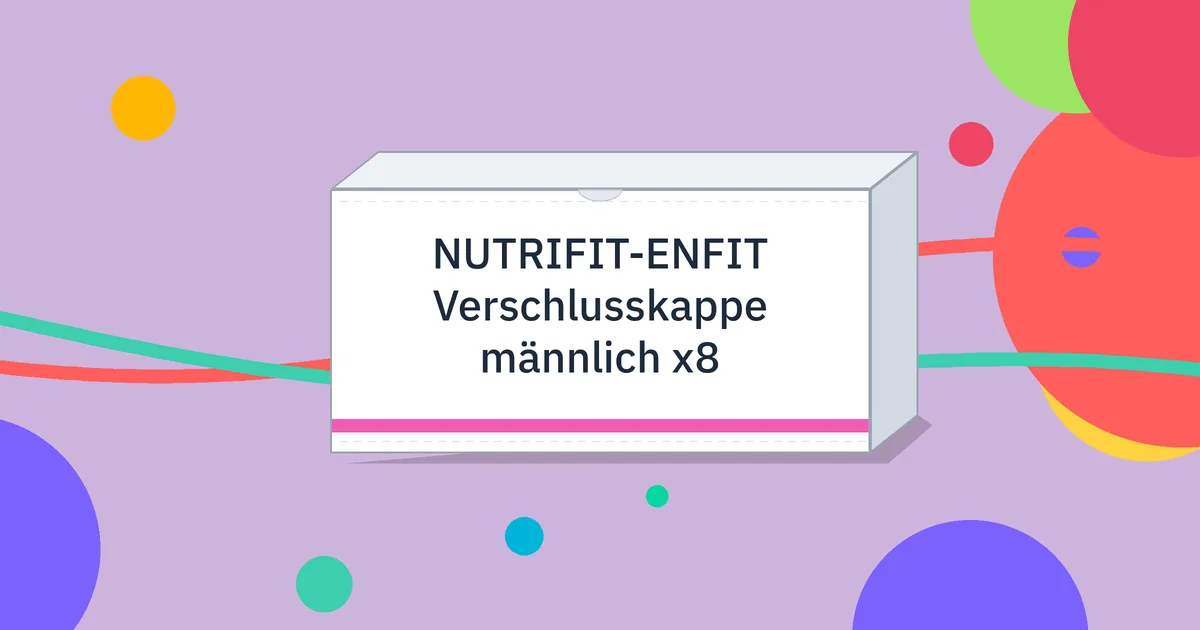 Symbolbild: Packung mit der Aufschrift NUTRIFIT-ENFIT Verschlusskappe männlich x8 (PZN 14174554) – Verfügbarkeit und Bezug in Apotheken in Frankfurt am Main