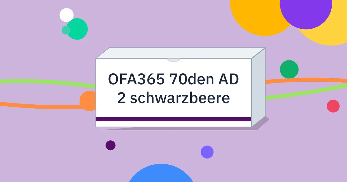 Symbolbild: Packung mit der Aufschrift OFA365 70den AD 2 schwarzbeere (PZN 16721954) – Verfügbarkeit und Bezug in Apotheken in Frankfurt am Main