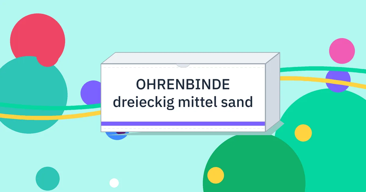 Symbolbild: Packung mit der Aufschrift OHRENBINDE dreieckig mittel sand (PZN 13164476) – Verfügbarkeit und Bezug in Apotheken in Frankfurt am Main