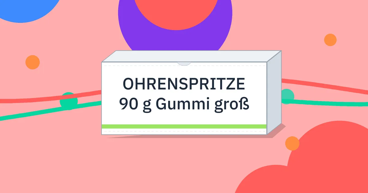 Symbolbild: Packung mit der Aufschrift OHRENSPRITZE 90 g Gummi groß (PZN 00176012) – Verfügbarkeit und Bezug in Apotheken in Frankfurt am Main