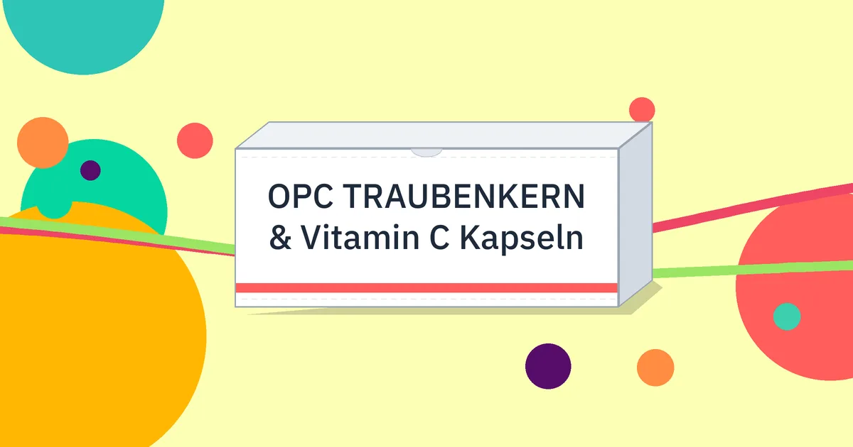 Symbolbild: Packung mit der Aufschrift OPC TRAUBENKERN & Vitamin C Kapseln (PZN 04263067) – Verfügbarkeit und Bezug in Apotheken in Frankfurt am Main