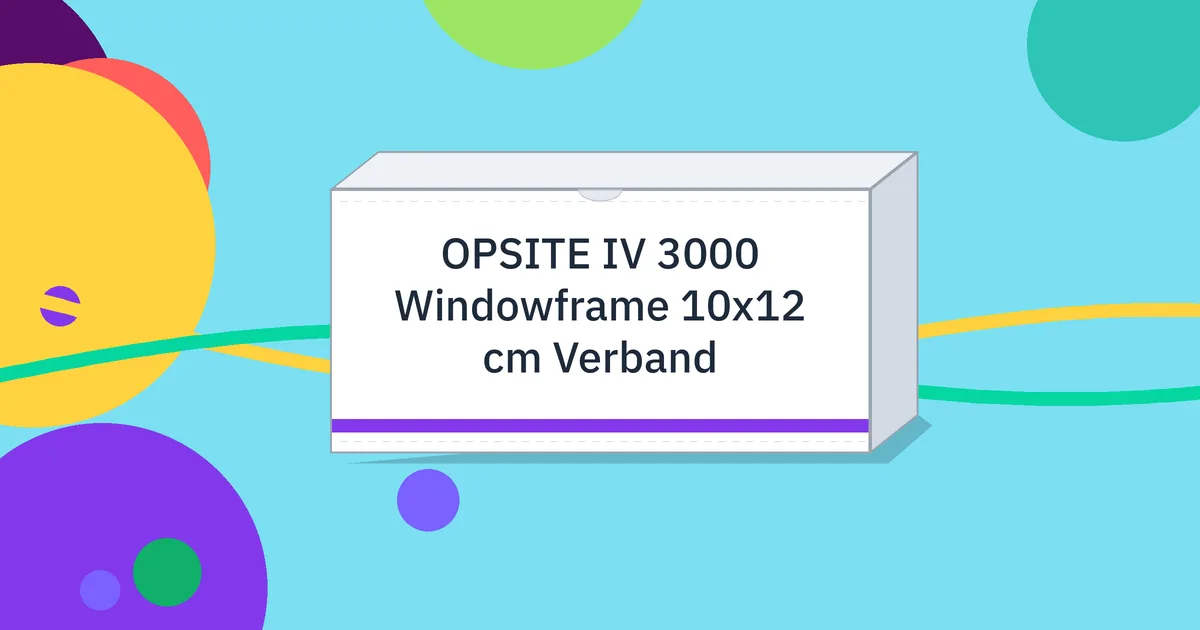 Symbolbild: Packung mit der Aufschrift OPSITE IV 3000 Windowframe 10x12 cm Verband (PZN 01346315) – Verfügbarkeit und Bezug in Apotheken in Frankfurt am Main