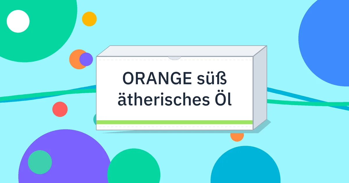 Symbolbild: Packung mit der Aufschrift ORANGE süß ätherisches Öl (PZN 17429724) – Verfügbarkeit und Bezug in Apotheken in Frankfurt am Main