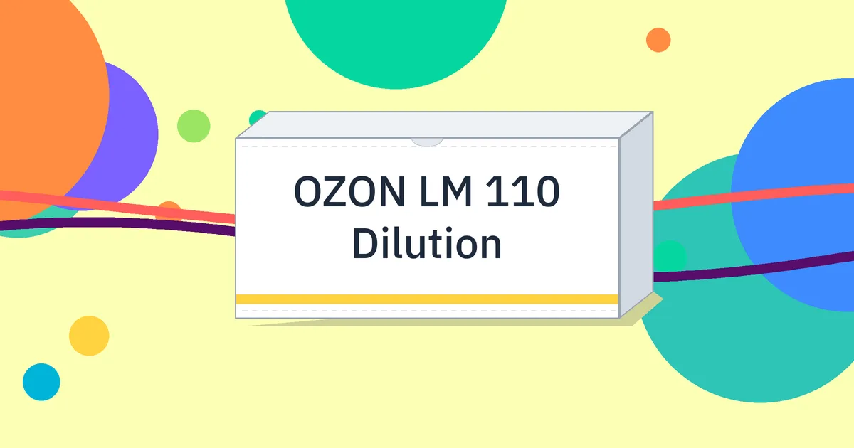Symbolbild: Packung mit der Aufschrift OZON LM 110 Dilution (PZN 12974753) – Verfügbarkeit und Bezug in Apotheken in Frankfurt am Main