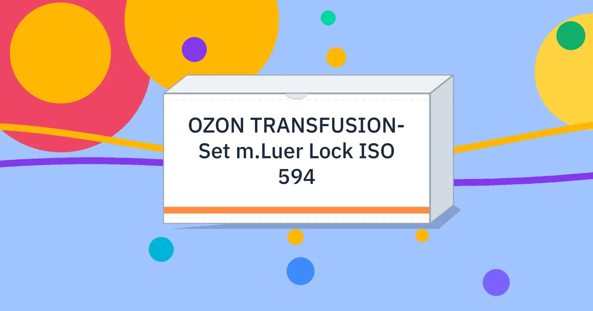 Symbolbild: Packung mit der Aufschrift OZON TRANSFUSION-Set m.Luer Lock ISO 594 (PZN 12469630) – Verfügbarkeit und Bezug in Apotheken in Frankfurt am Main