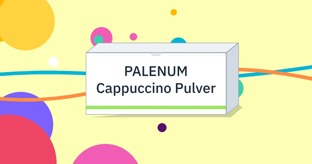 Symbolbild: Packung mit der Aufschrift PALENUM Cappuccino Pulver (PZN 03926614) – Verfügbarkeit und Bezug in Apotheken in Frankfurt am Main
