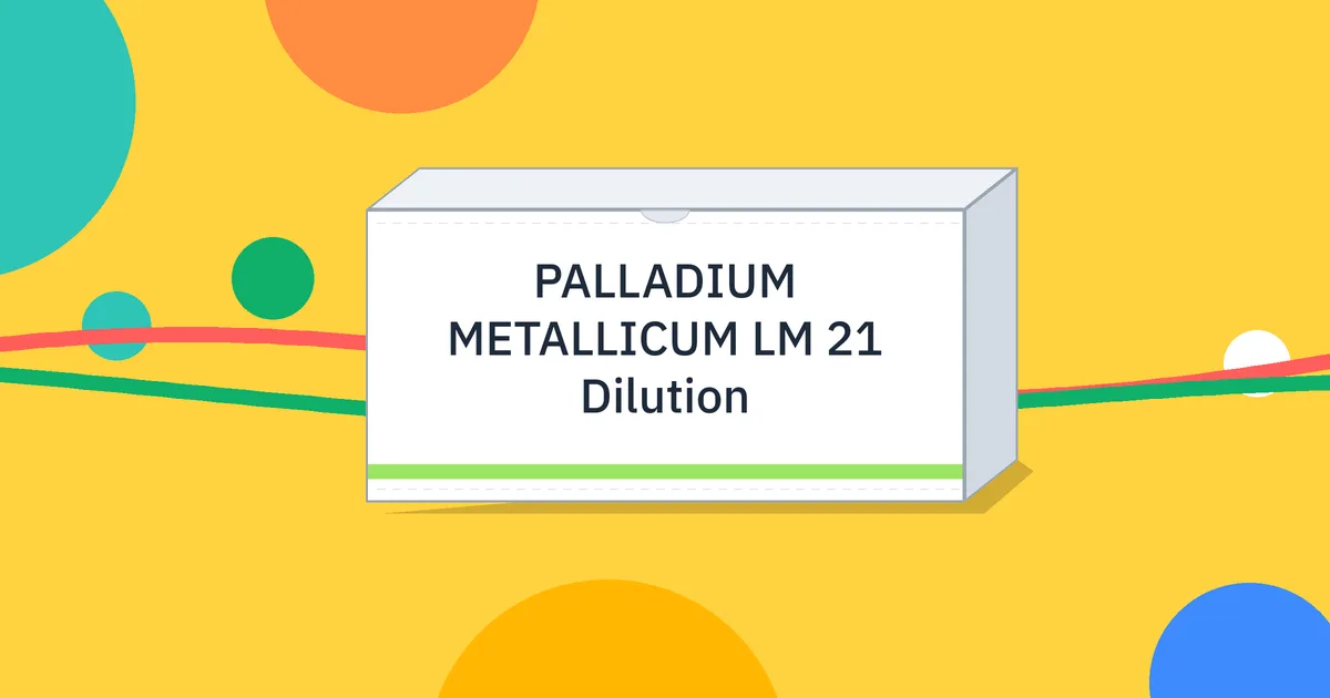 Symbolbild: Packung mit der Aufschrift PALLADIUM METALLICUM LM 21 Dilution (PZN 12975497) – Verfügbarkeit und Bezug in Apotheken in Frankfurt am Main