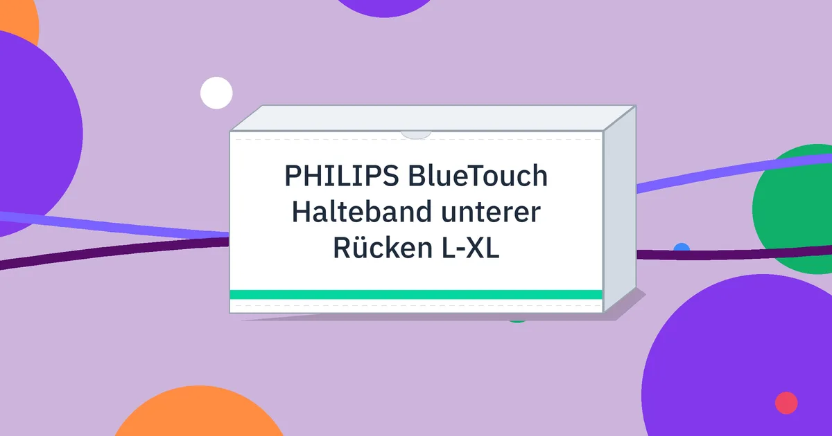Symbolbild: Packung mit der Aufschrift PHILIPS BlueTouch Halteband unterer Rücken L-XL (PZN 10108170) – Verfügbarkeit und Bezug in Apotheken in Frankfurt am Main