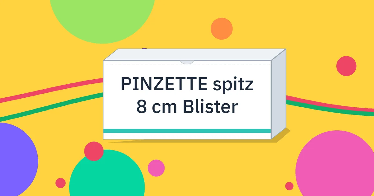 Symbolbild: Packung mit der Aufschrift PINZETTE spitz 8 cm Blister (PZN 10350238) – Verfügbarkeit und Bezug in Apotheken in Frankfurt am Main