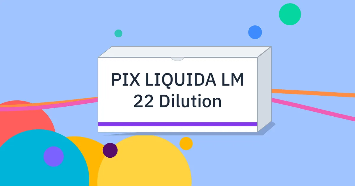 Symbolbild: Packung mit der Aufschrift PIX LIQUIDA LM 22 Dilution (PZN 13646376) – Verfügbarkeit und Bezug in Apotheken in Frankfurt am Main