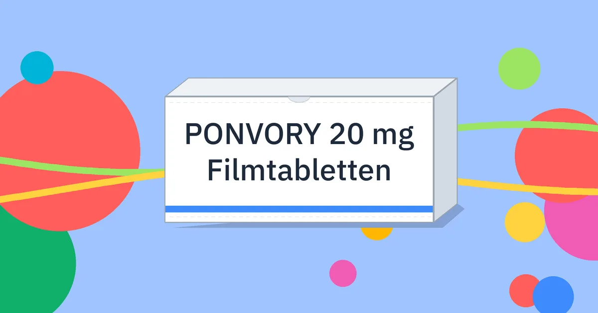Symbolbild: Packung mit der Aufschrift PONVORY 20 mg Filmtabletten (PZN 18245044) – Verfügbarkeit und Bezug in Apotheken in Frankfurt am Main