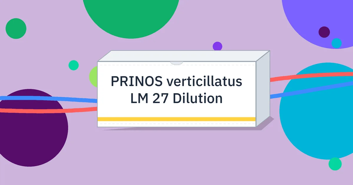 Symbolbild: Packung mit der Aufschrift PRINOS verticillatus LM 27 Dilution (PZN 13668165) – Verfügbarkeit und Bezug in Apotheken in Frankfurt am Main