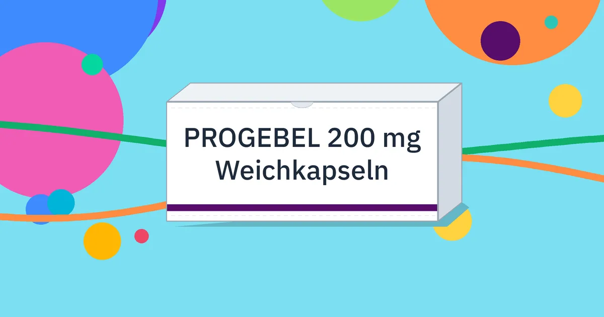 Symbolbild: Packung mit der Aufschrift PROGEBEL 200 mg Weichkapseln (PZN 17888797) – Verfügbarkeit und Bezug in Apotheken in Frankfurt am Main