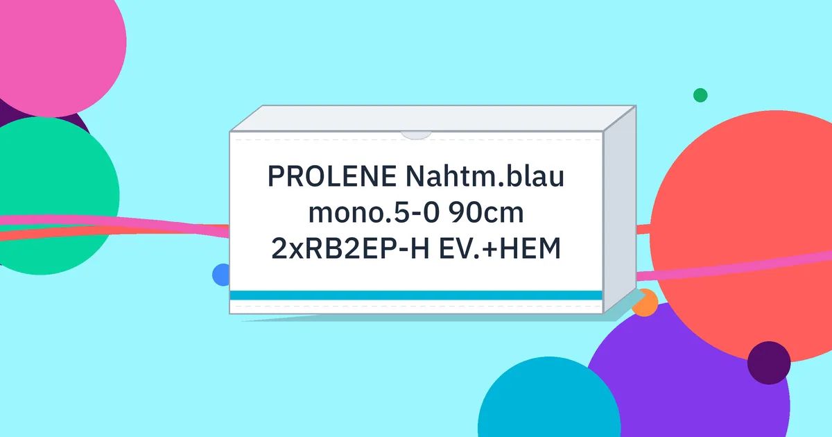 Symbolbild: Packung mit der Aufschrift PROLENE Nahtm.blau mono.5-0 90cm 2xRB2EP-H EV.+HEM (PZN 20897825) – Verfügbarkeit und Bezug in Apotheken in Frankfurt am Main