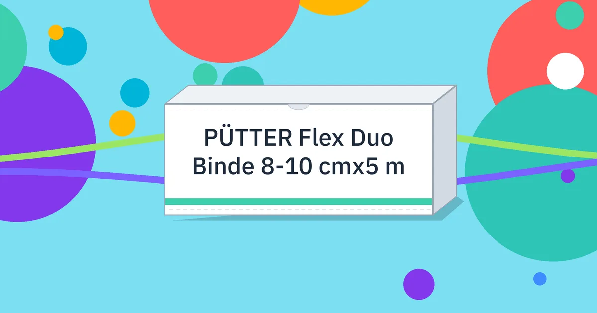 Symbolbild: Packung mit der Aufschrift PÜTTER Flex Duo Binde 8-10 cmx5 m (PZN 19961943) – Verfügbarkeit und Bezug in Apotheken in Frankfurt am Main