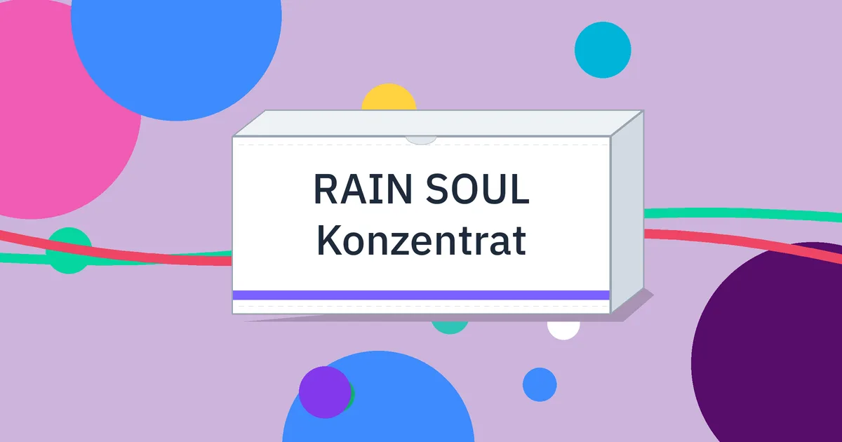 Symbolbild: Packung mit der Aufschrift RAIN SOUL Konzentrat (PZN 12650401) – Verfügbarkeit und Bezug in Apotheken in Frankfurt am Main