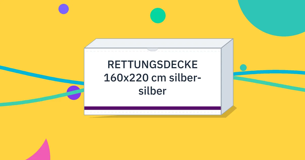 Symbolbild: Packung mit der Aufschrift RETTUNGSDECKE 160x220 cm silber-silber (PZN 00169992) – Verfügbarkeit und Bezug in Apotheken in Frankfurt am Main