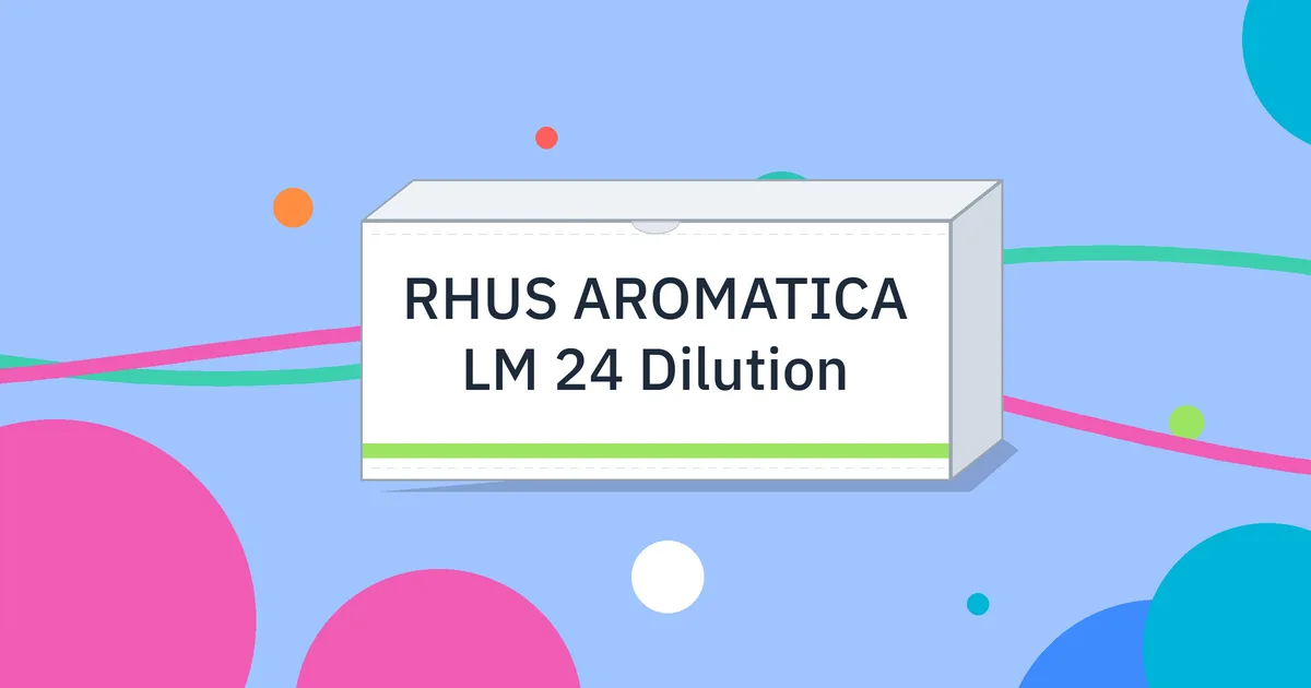 Symbolbild: Packung mit der Aufschrift RHUS AROMATICA LM 24 Dilution (PZN 13051944) – Verfügbarkeit und Bezug in Apotheken in Frankfurt am Main