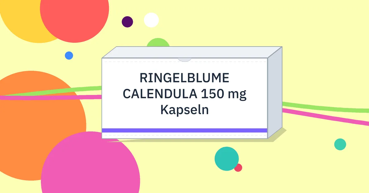 Symbolbild: Packung mit der Aufschrift RINGELBLUME CALENDULA 150 mg Kapseln (PZN 17192216) – Verfügbarkeit und Bezug in Apotheken in Frankfurt am Main