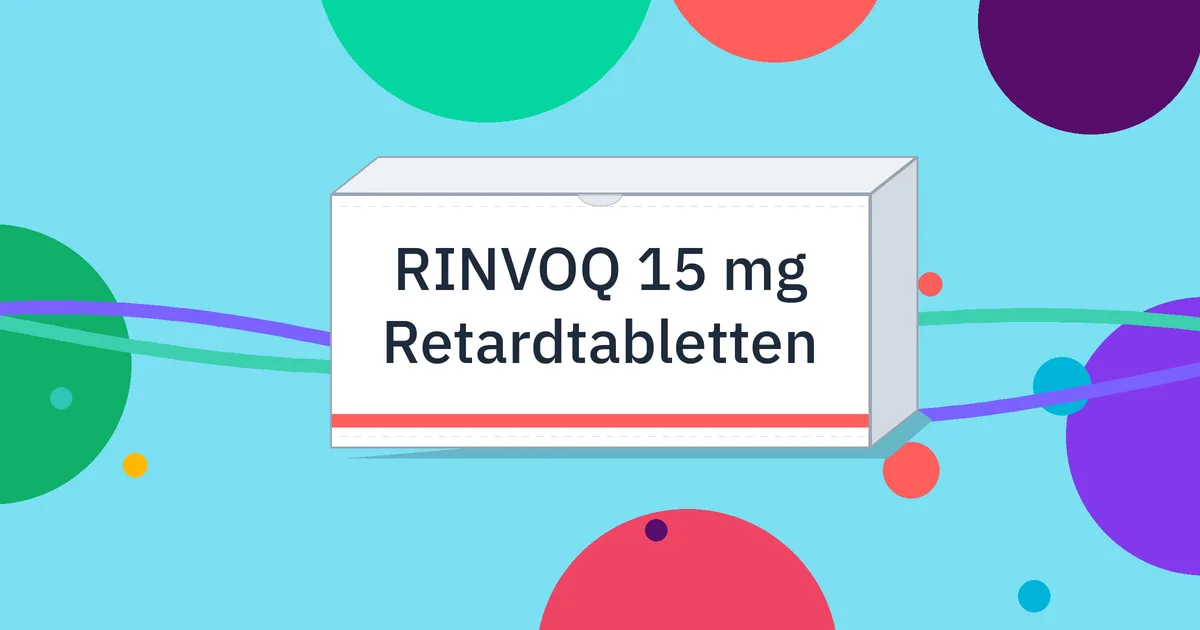 Symbolbild: Packung mit der Aufschrift RINVOQ 15 mg Retardtabletten (PZN 20419238) – Verfügbarkeit und Bezug in Apotheken in Frankfurt am Main