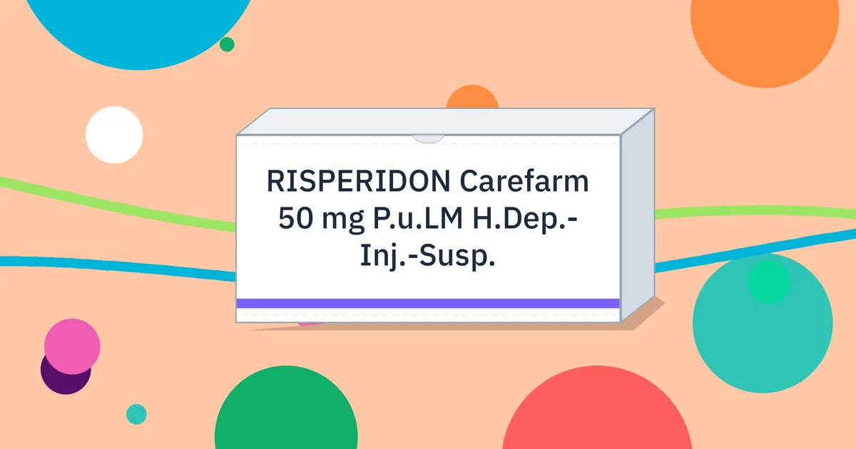 Symbolbild: Packung mit der Aufschrift RISPERIDON Carefarm 50 mg P.u.LM H.Dep.-Inj.-Susp. (PZN 19409418) – Verfügbarkeit und Bezug in Apotheken in Frankfurt am Main